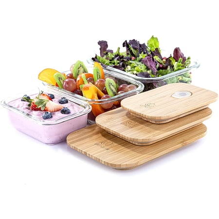 UMAMI Glass & Bamboo Bento Box for Adults/Children, 1 Meal Prep Lunch ...