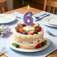 Purple Glitter Number Birthday Candles 0-9 Complete Digits Sparkling ...