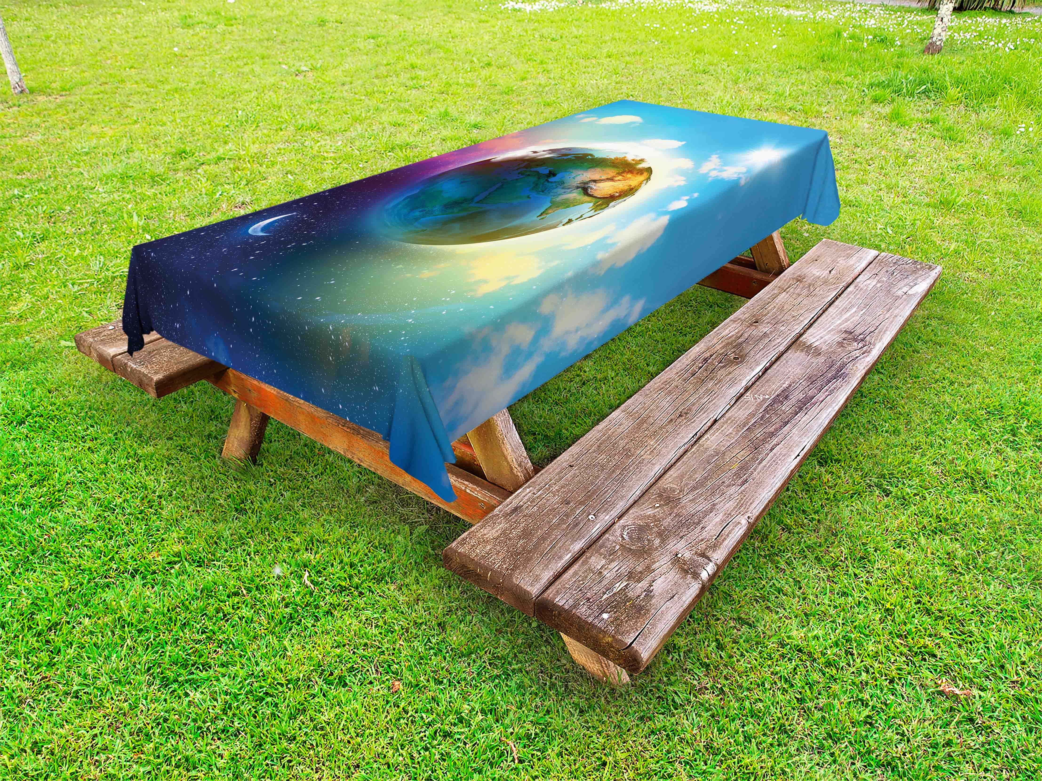 Earth Outdoor Tablecloth, Earth Outer Space Scene in Vibrant Color ...