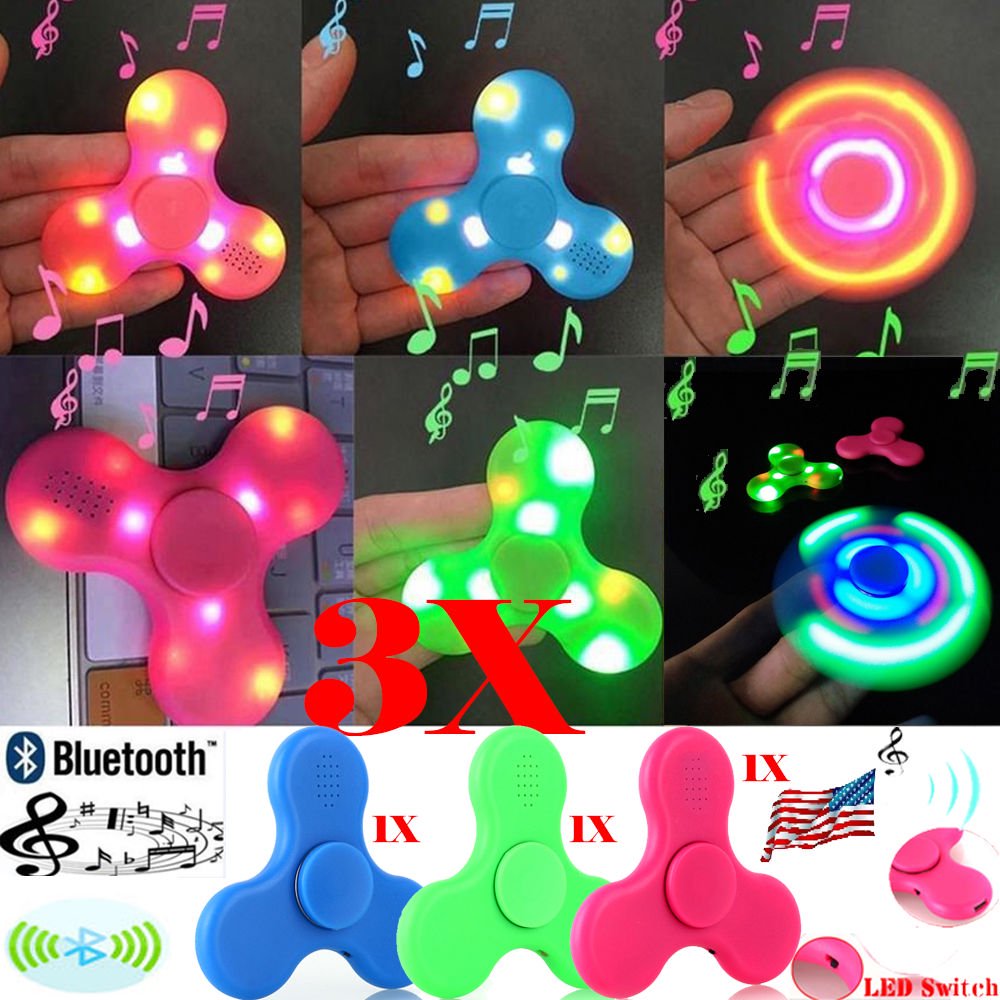 3 PACK Bluetooth Speaker With LED Light Tri Fidget Hand Spinner, Fidget ...