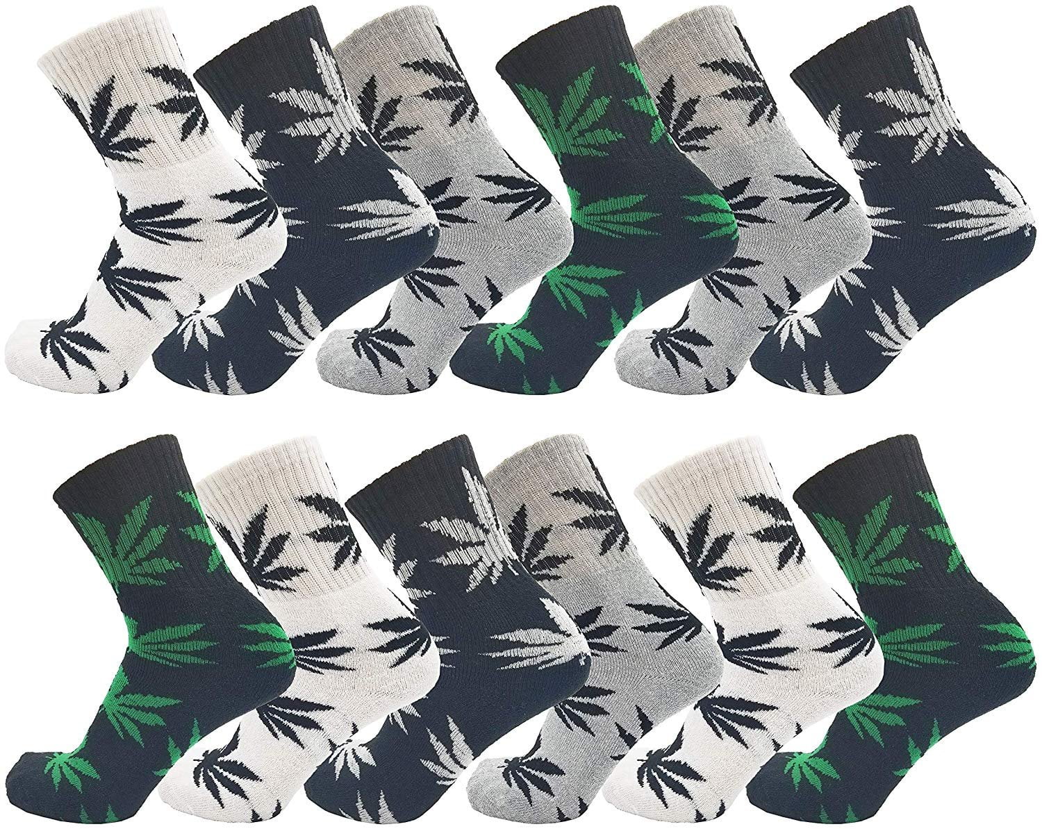 Weed Marijuana Socks for Men, 12 Pairs Bulk Pack Dank Leaf Novelty ...