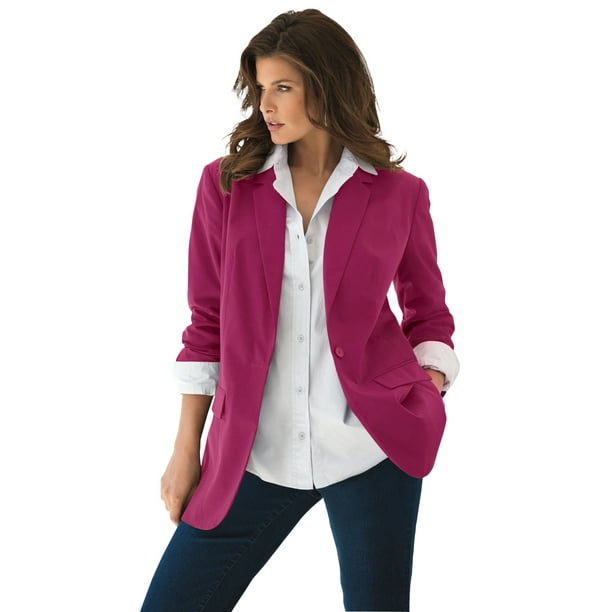 Roaman's - Roaman's Women's Plus Size Boyfriend Blazer Professional ...