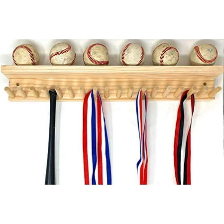 Baseball Bat Rack and Ball Holder Display Natural Finish Meant to Hold ...