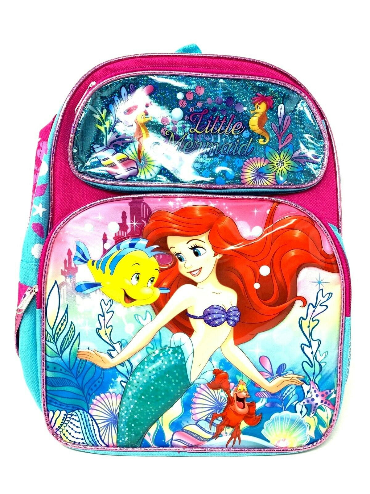 Disney The Little Mermaid Ariel 16" Pink Large School Backpack ...
