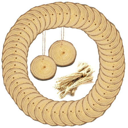 50 Pieces Simple Wood Slices Craft Make Prop Wooden Circles Home Decor ...