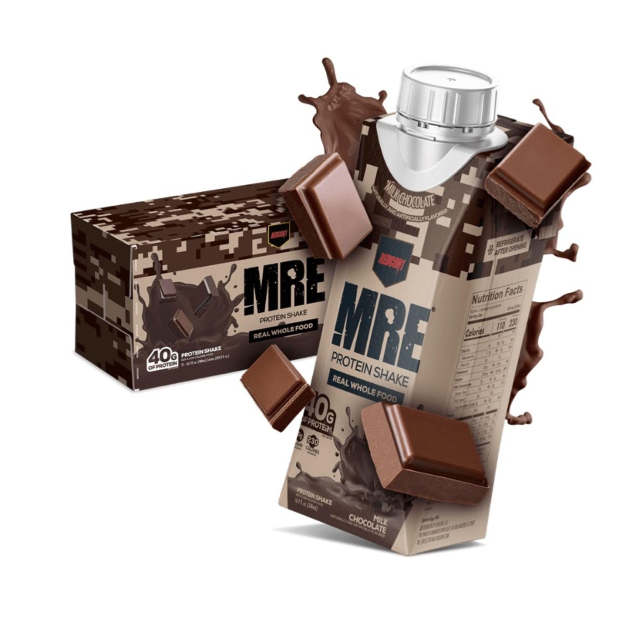 REDCON1 MRE Ready to Drink Protein Shakes, Milk Chocolate - Lactose ...