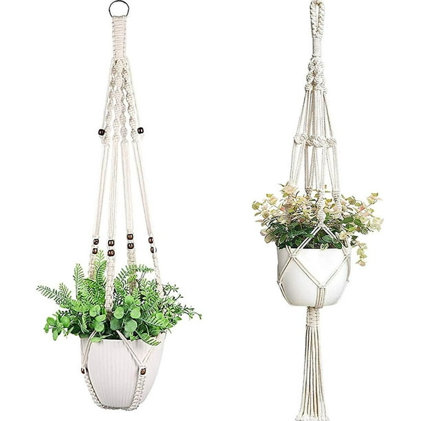 DouHu 2 Pieces Hanging Plant Macrame Rope Cotton Rope Hanging Plant Pot ...