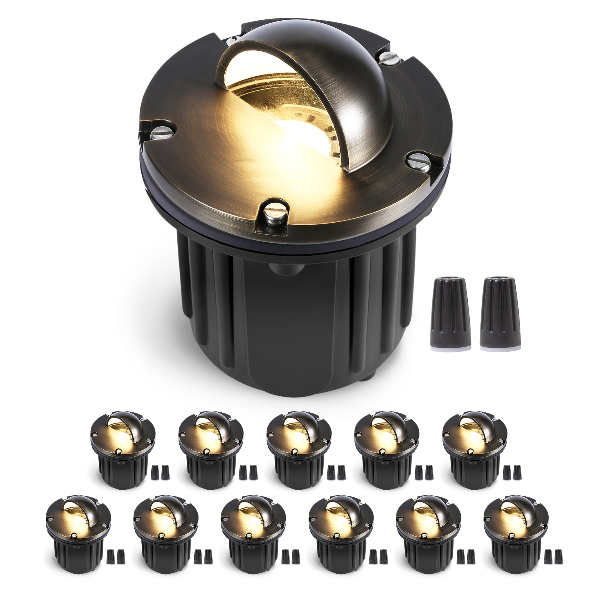 Gardenreet Brass Outdoor In Ground Well Lights, 12V LED Low Voltage ...
