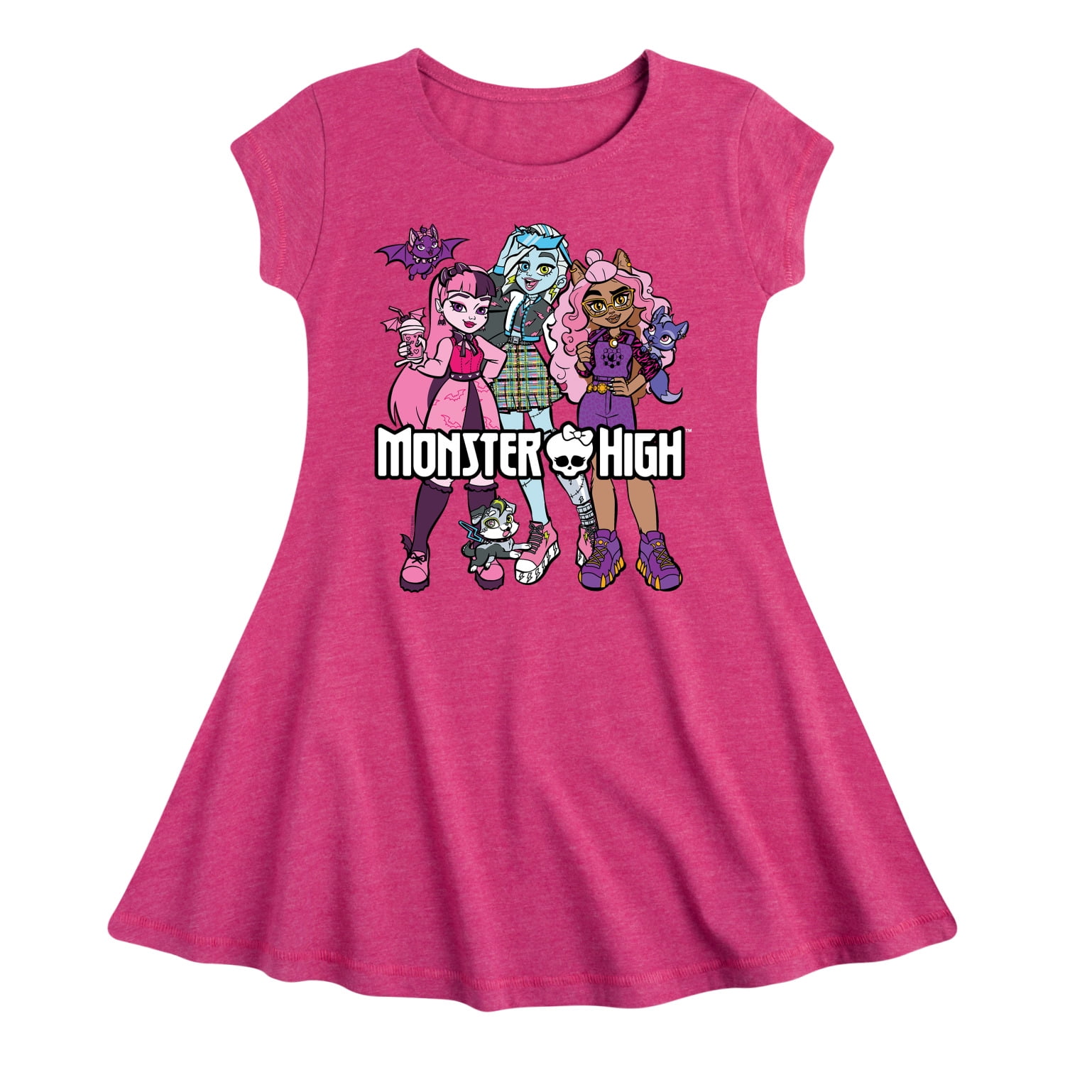 Monster High - Group With Pets - Toddler And Youth Girls Fit And Flare ...