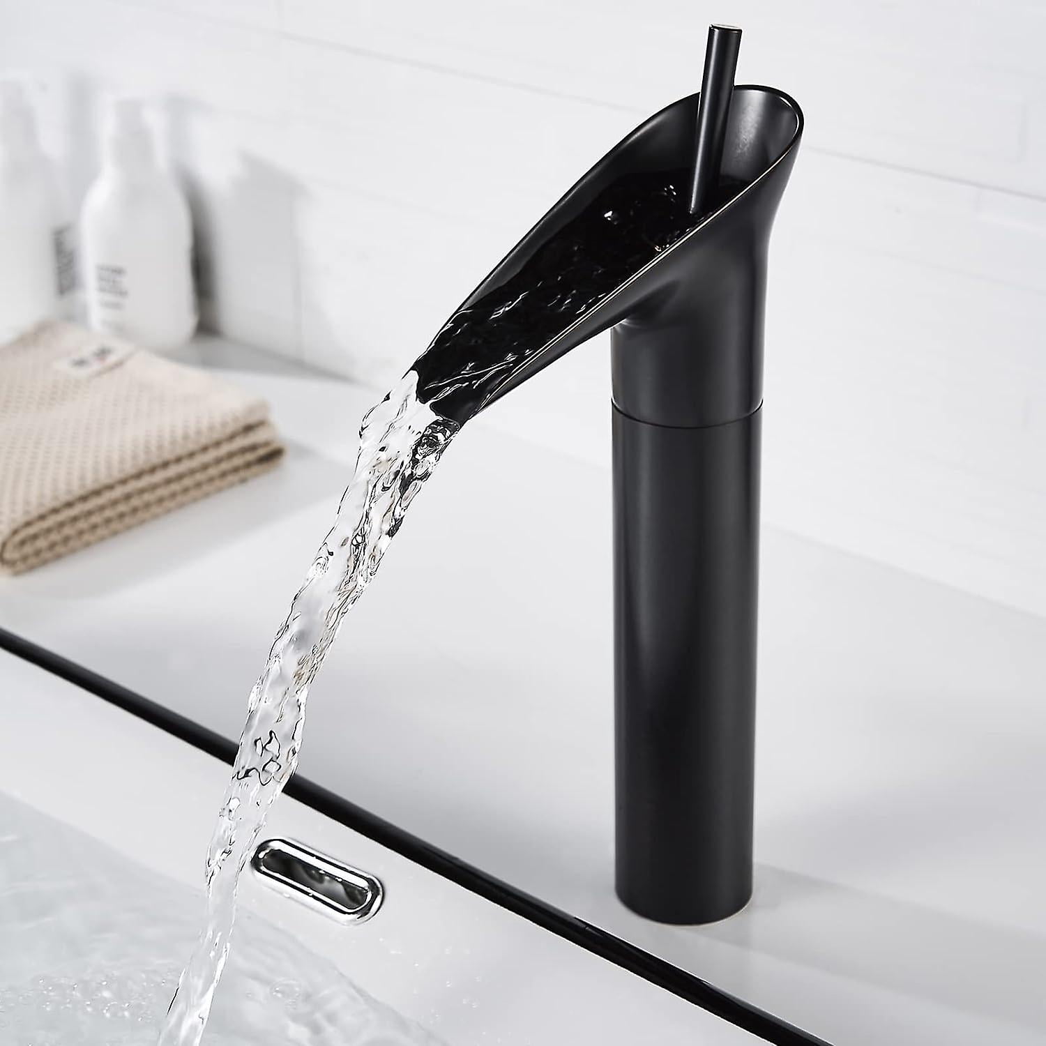 Black Bathroom Faucet, Waterfall Bathroom Faucet Black Sink Mixer Retro ...