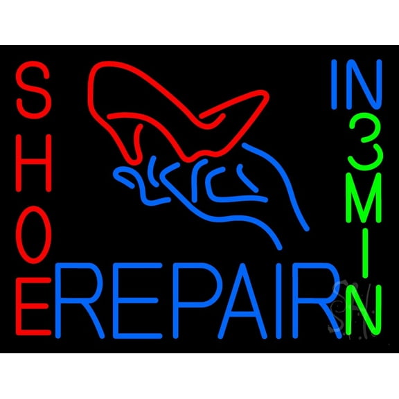 Alteration Shoe Repair LED Neon Sign 13 x 24 - inches, Black Square Cut ...
