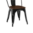 COSMOS Set of 4 Modern Stackable Dining Chairs, Black with Walnut Seat ...