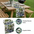 Fruit Blueberry Table Runner 13x72 inch Green Leaves Cotton Linen ...