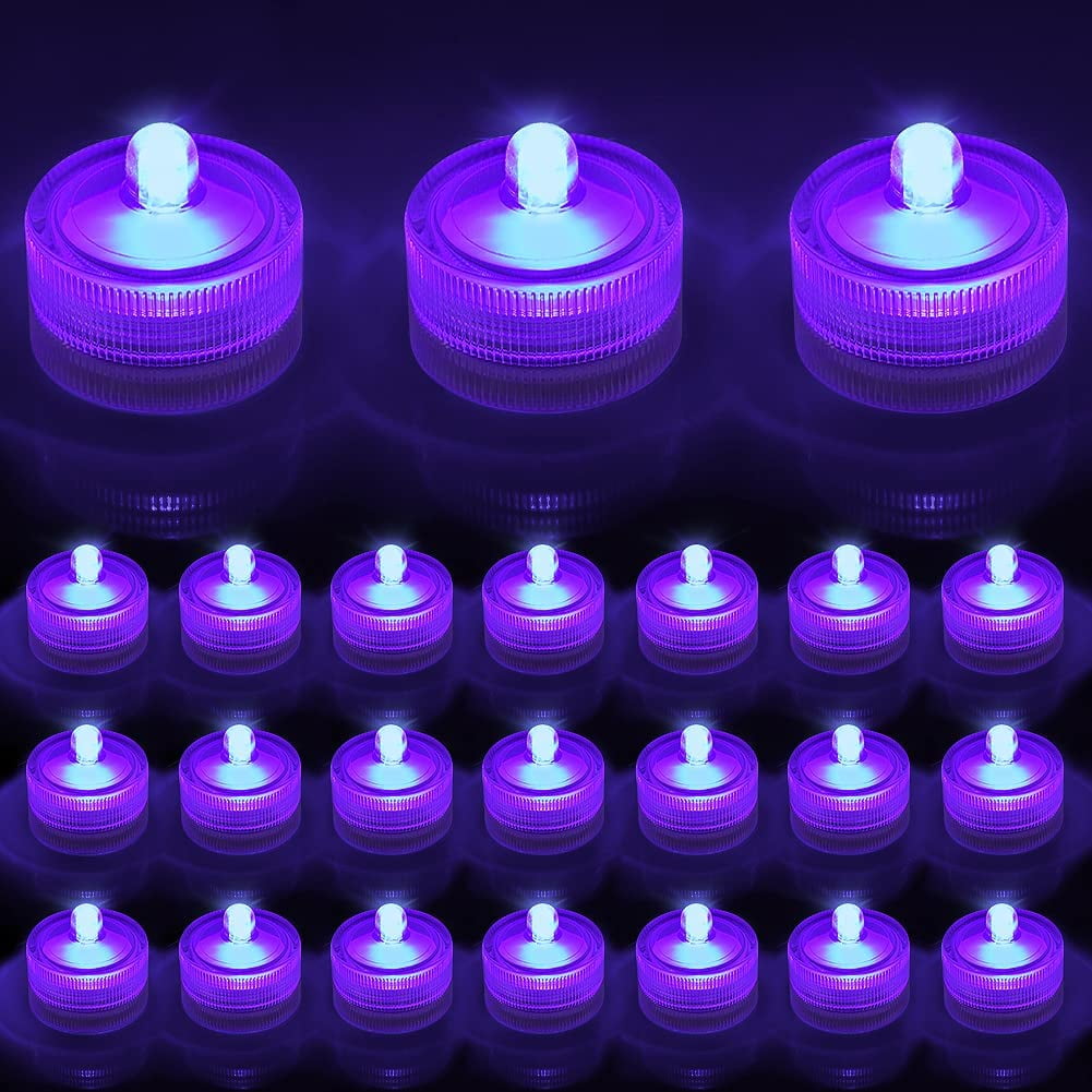 Submersible Led Light, 24 pcs Waterproof Flameless Candle Tea Lights ...