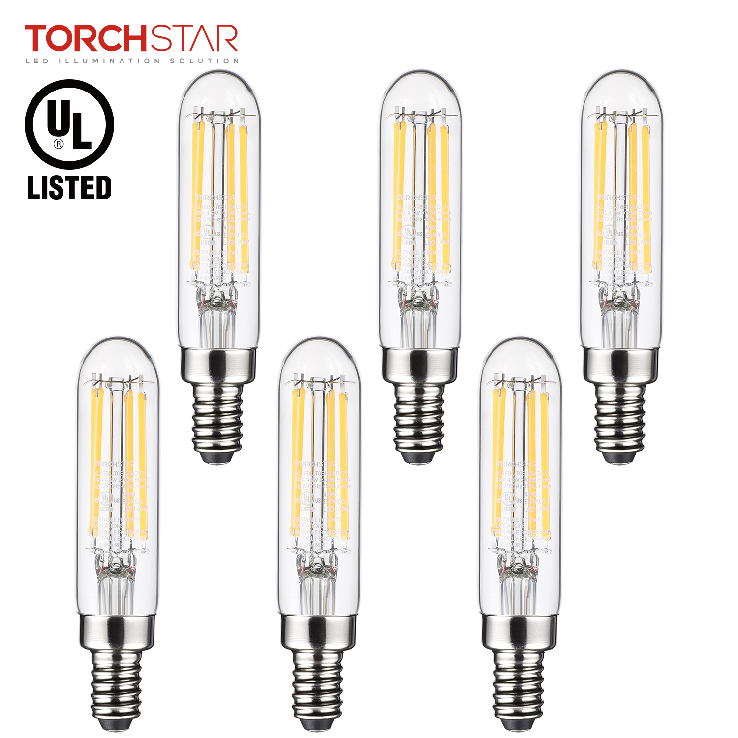 TORCHSTAR 6Pack E12 Candelabra Bulb, Dimmable T6 LED Bulb, 4.5W(40W ...