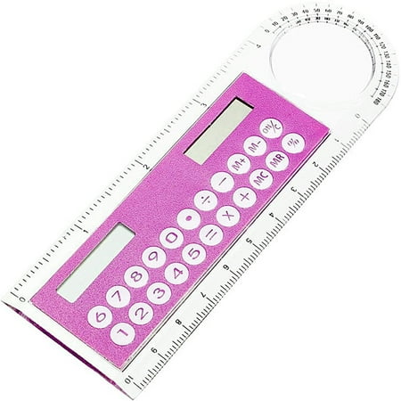 Calculator & Ruler & Magnifying Glass, Mini Solar Transparent Ruler ...