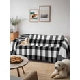 Black White Plaid Couch Cover, Modern Simple Buffalo Check Gingham Sofa ...