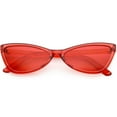 Translucent Retro Cat Eye Sunglasses Slim Arms Color Tinted Lens 57mm