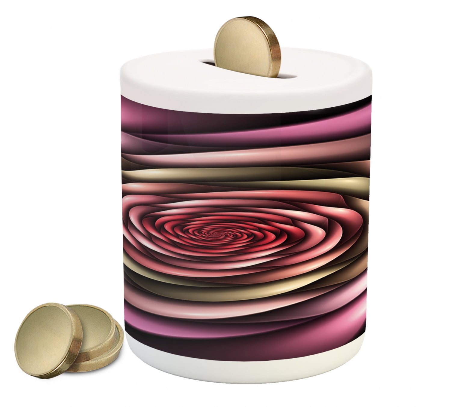 Spires Piggy Bank, Rose Petals Curved Winds Around Fixed Center Point ...