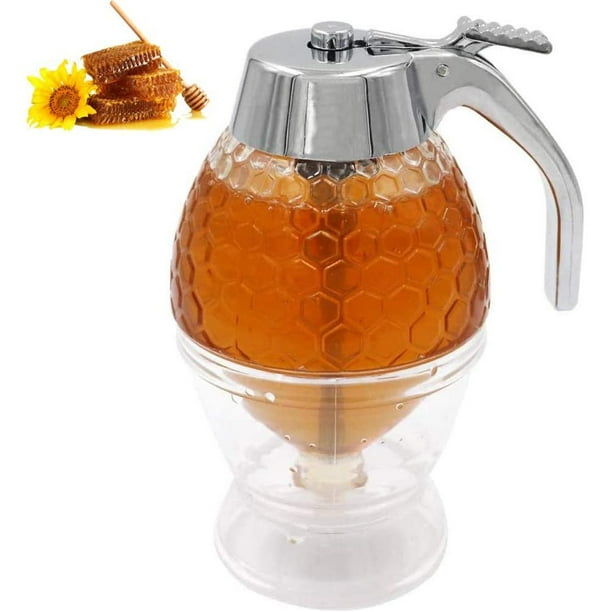 Honey Dispenser Portable Acrylic Honey Jar Container Honey Comb Shaped ...