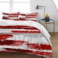 Abstract Red Grey Striped Soft Breathable Bedding Set with Pillow Shams ...