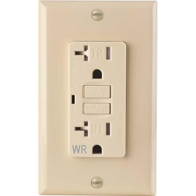 Tamper And Weather Resistant Gfci Receptacle Ivory Nema 5-20R 120 Volts ...