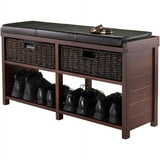 Winsome Wood Colin Storage Bench, Seat Cushion & 2 Foldable Chocolate ...