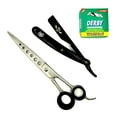 "8 BARBER SHEARS HAIRDRESSING SCISSORS WITH FULL BLACK RAZOR ZEEPK ...
