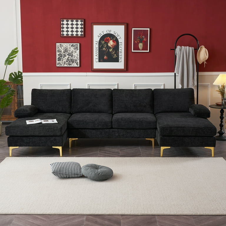 Black soft sectional sofa store