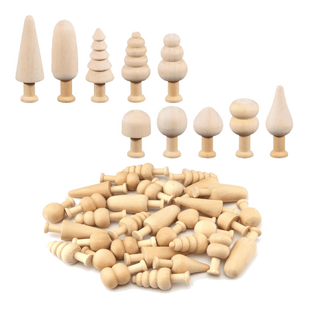 40 Pieces Unfinished Wooden Tree, Natural Mini Wooden Tree for Arts and ...