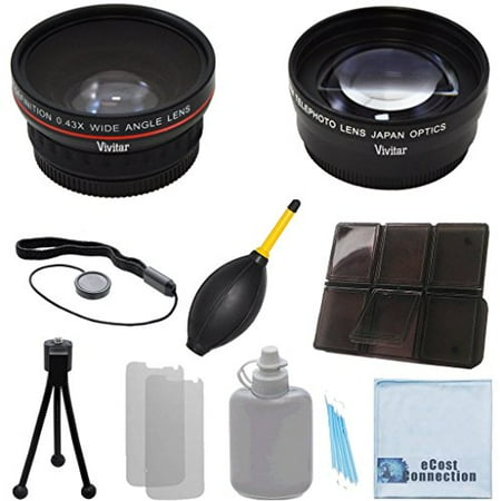 Vivitar 62mm 0.43x Wide Angle Lens + 2.2x Telephoto Lens with Deluxe ...