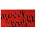 36" X 72" Red And Black Christmas Merry and Bright Outdoor Coir Door ...