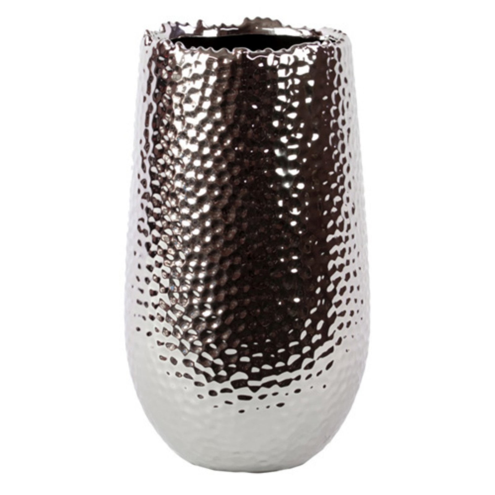 Urban Trends Dimpled Polished Chrome Round Bottom Ceramic Table Vase ...