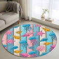 Area Rug 36in, Ocean Starfish Jellyfish Floor Carpet Living Room Rug ...