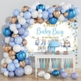 Cute Clothes Baby Shower Backdrop for Boys Blue Flowers Leaves a Sweet ...