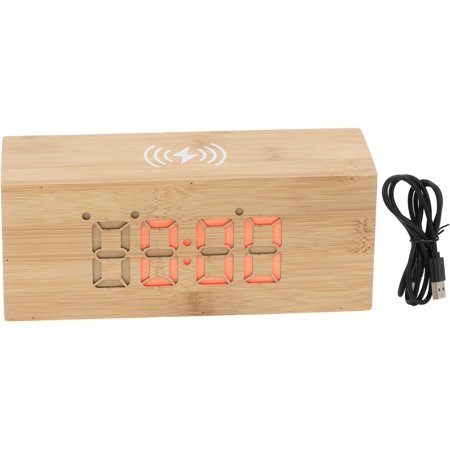 LED Digital Clock, Mhermometer Wireless ChargerLED Big Clock Bedside ...