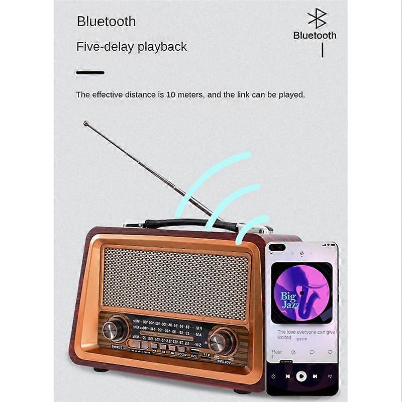 Portable Wooden Retro Radio Wireless Bluetooth Speakers HIFI Stereo AM ...