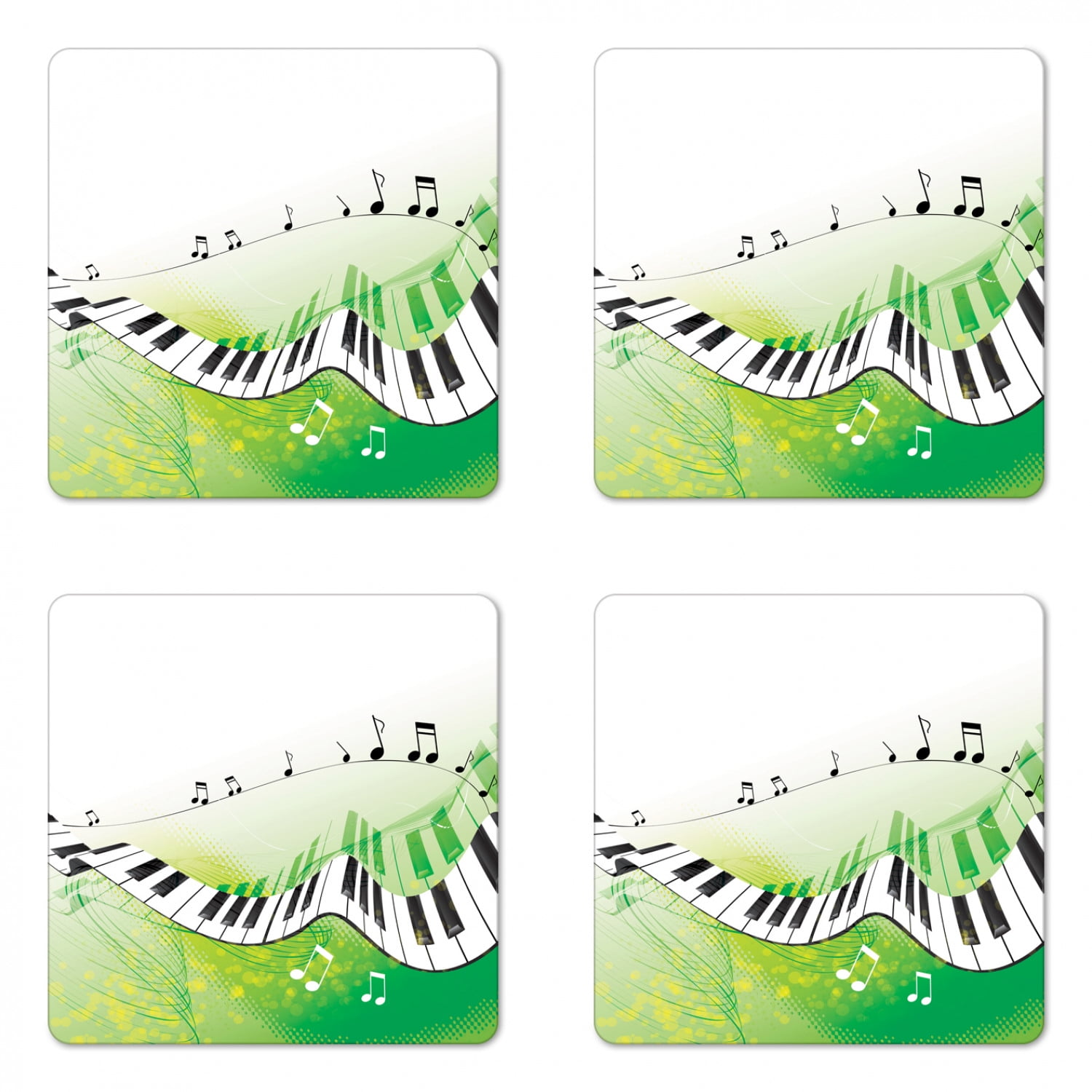 Music Coaster Set of 4, Music Piano Keys Curvy Fingerboard Summertime ...