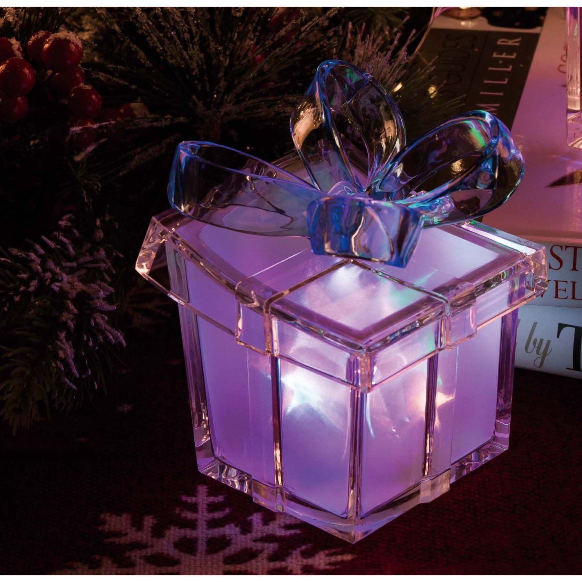 5" Vibrantly Colored Contemporary Glass LED Lighted Star Gift Box ...