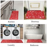 Kitchen Mat 46.8" x 17.32" and 29.13" x 17.32" Set of 2,Red Antifatigue ...