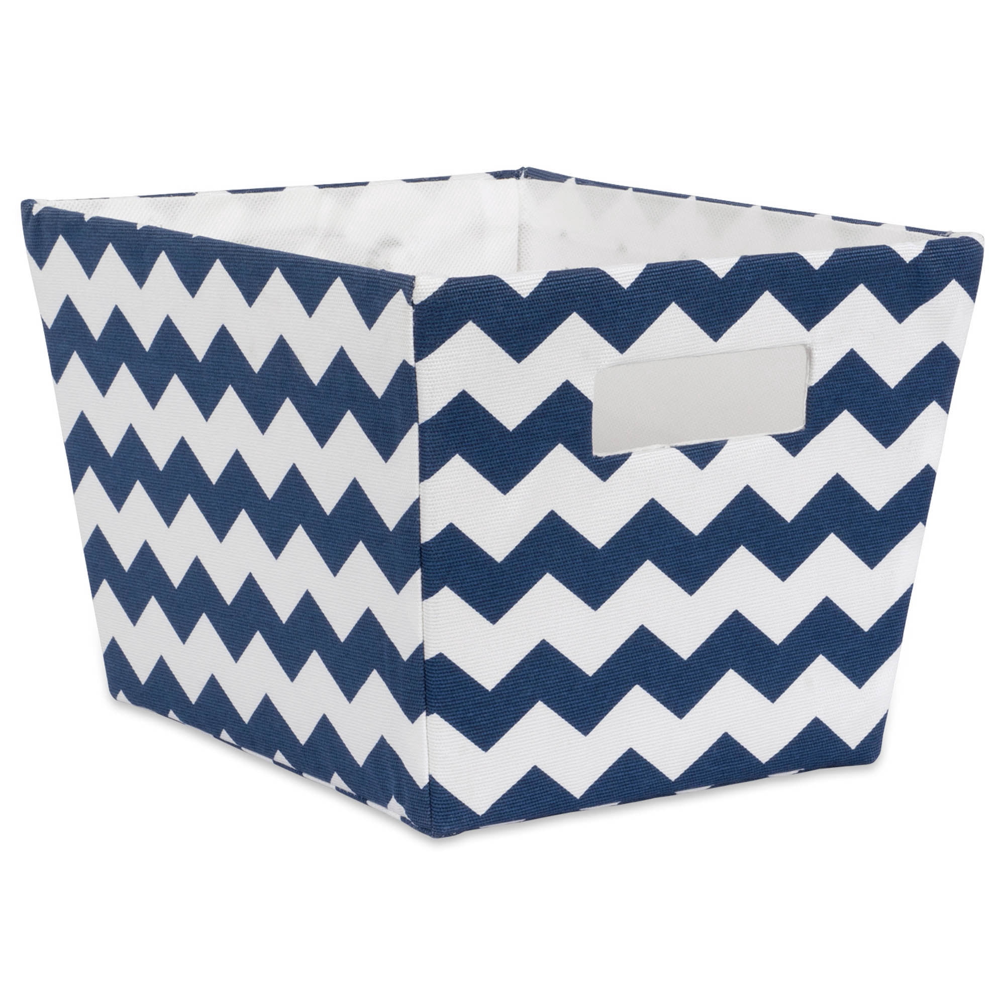Contemporary Home Living 12" Blue Trapezoid Storage Bin with Chevron ...