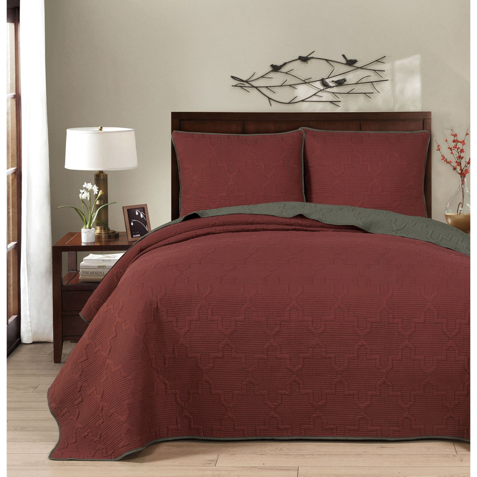Casablanca Embroidered Reversible Quilt Set by Brielle - Walmart.com