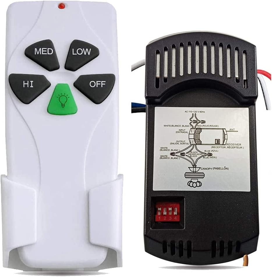Universal Ceiling Fan Remote Control and Receiver Kit with dimmer for 3 ...