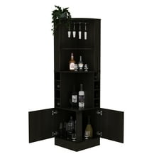Dextrus Wine Bar Cabinet with LED Lights and Doors, Kitchen Cabinet ...
