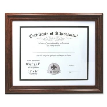 Lawrence Frames Walnut Wood & Silver 11x14 Matted to 8.5x11 Document/Diploma/Certificate Picture ...