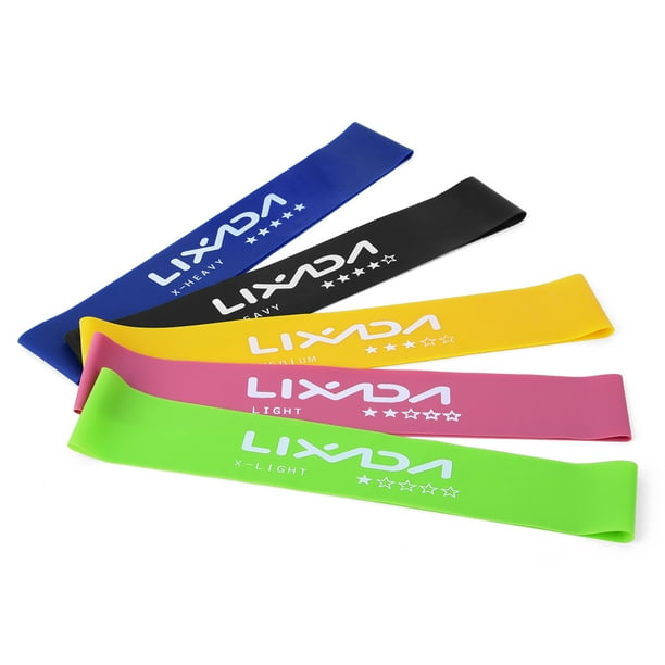 Set of 5 Exercise Resistance Loop Bands with Carry Bag Latex Strength ...