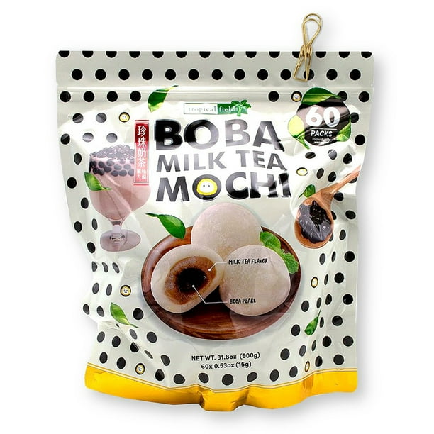 Tropical Fields Boba Milk Tea Mochi 60 Individual Packs 31.8 oz. with Bonus Vintage Style ...