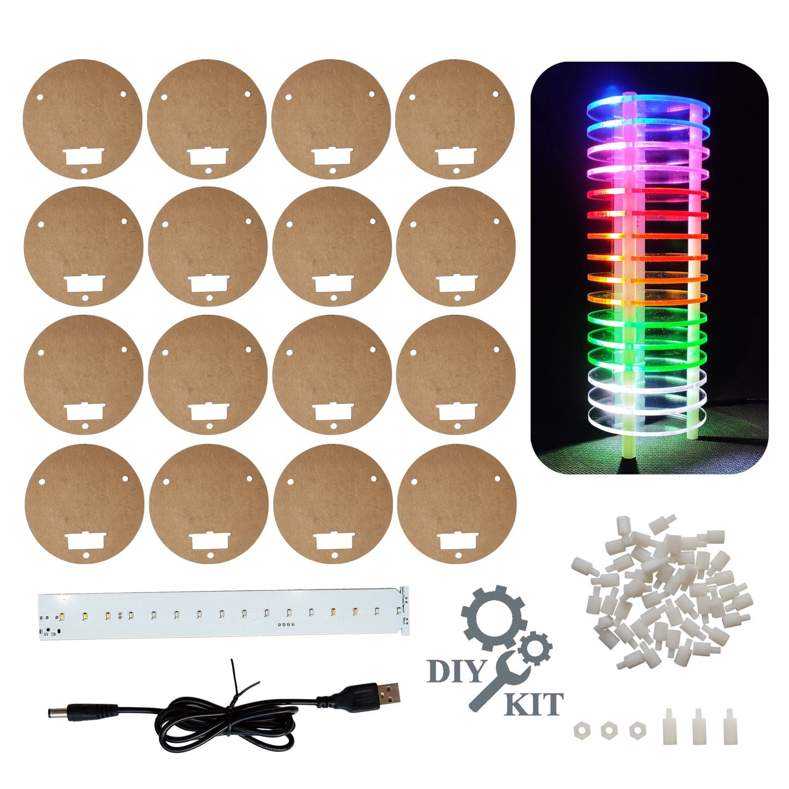 iCubeSmart 16 LED Audio Spectrum DIY Electronic Kit (PP16LED-ROUND ...
