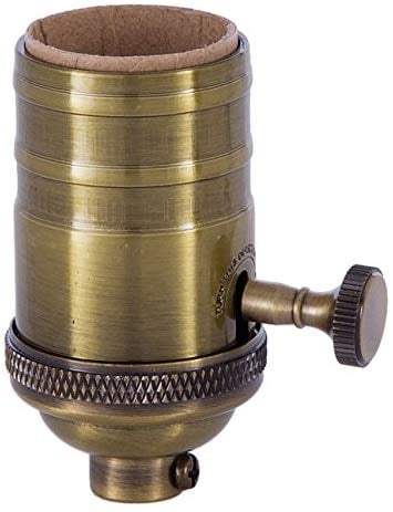 B&P Lamp® Heavy Turned Brass Socket With Brass Knob, Antique Brass ...
