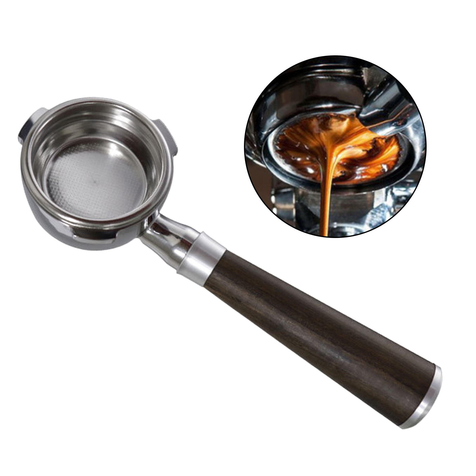 58mm Coffee Bottomless Wood Handle Coffee Machine Parts Stainless Steel ...